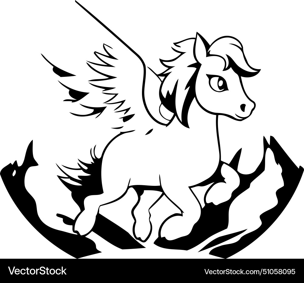 Pegasus with wings flying in the sky Royalty Free Vector
