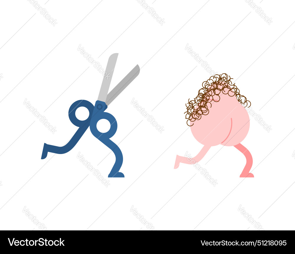 Scrotum And Scissors Castration Concept Cartoon Vector Image
