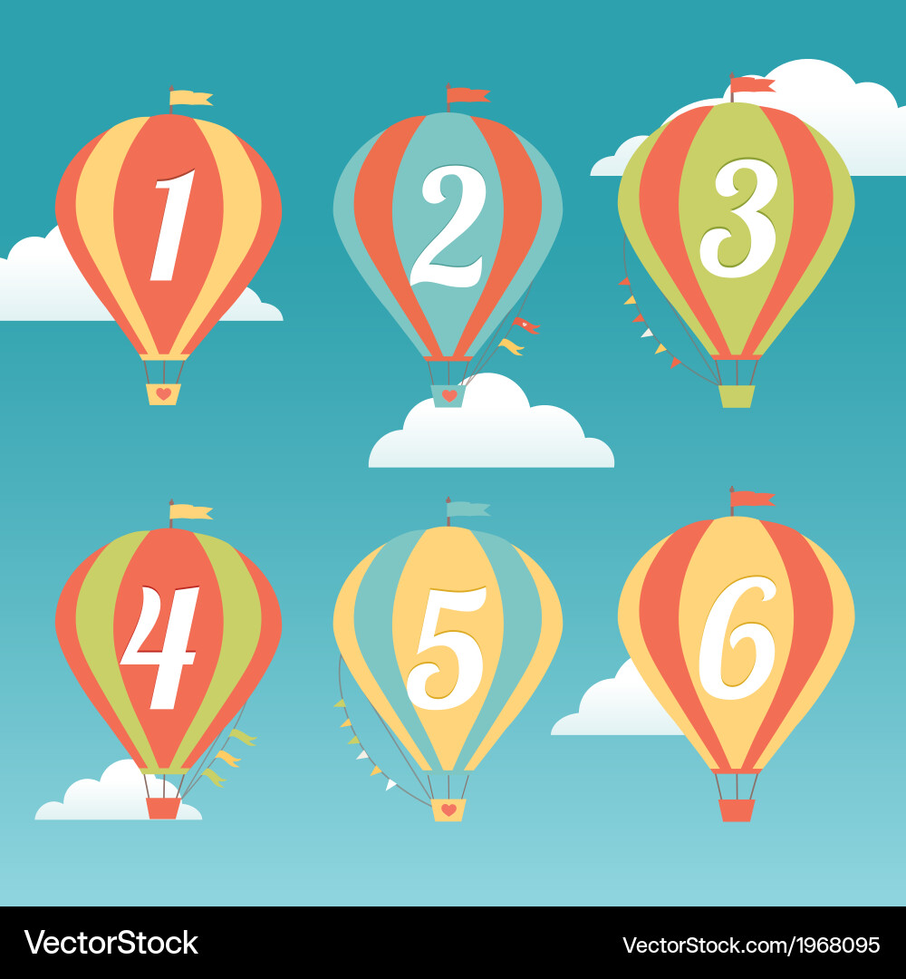 Six colorful hot air balloons Royalty Free Vector Image