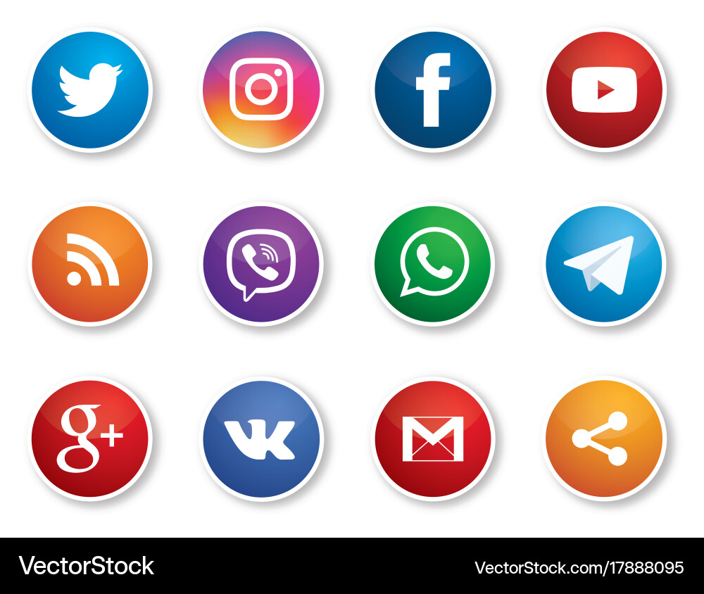 Social Media Icon Collection Royalty Free Vector Image