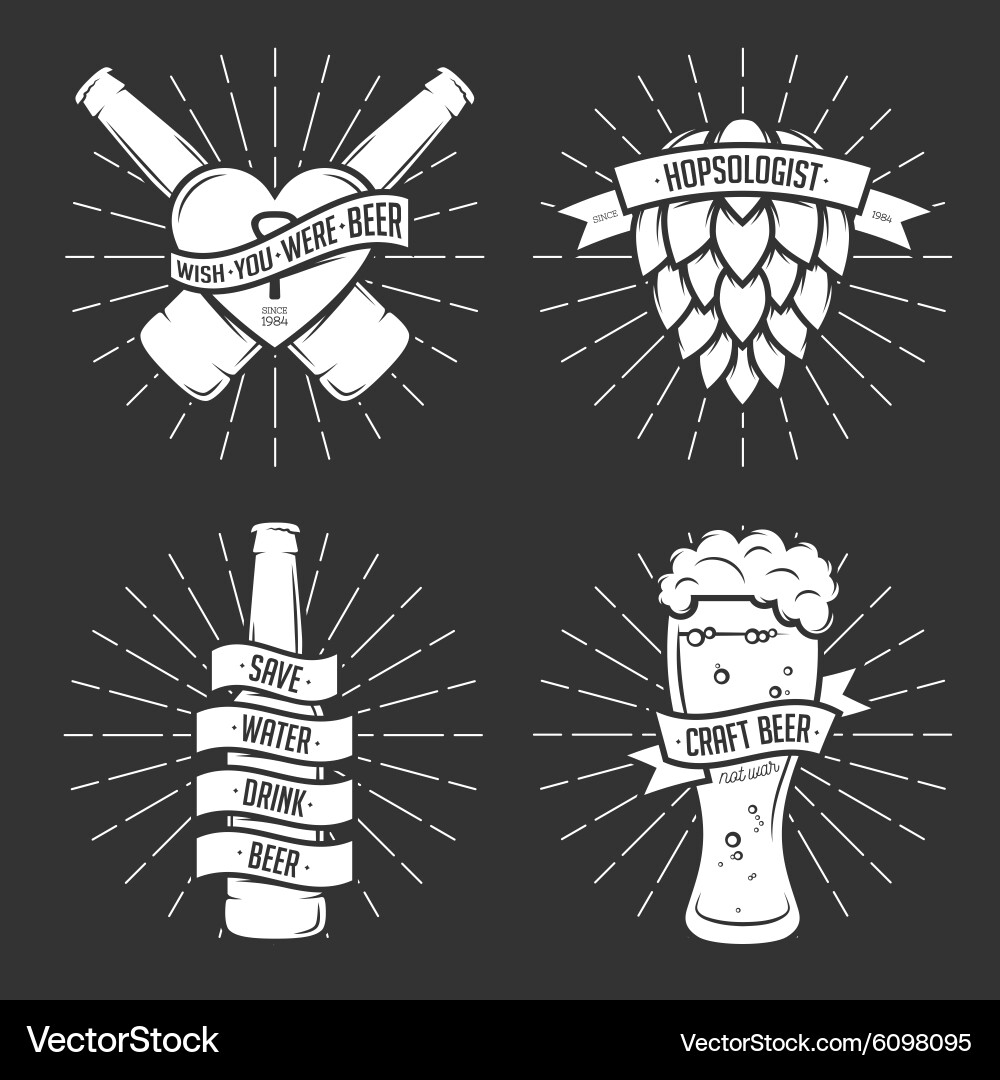 Vintage Beer Print Set Royalty Free Vector Image