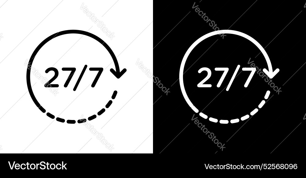 24 7 icon set on white background Royalty Free Vector Image