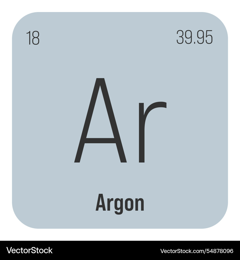 Argon ar periodic table element Royalty Free Vector Image