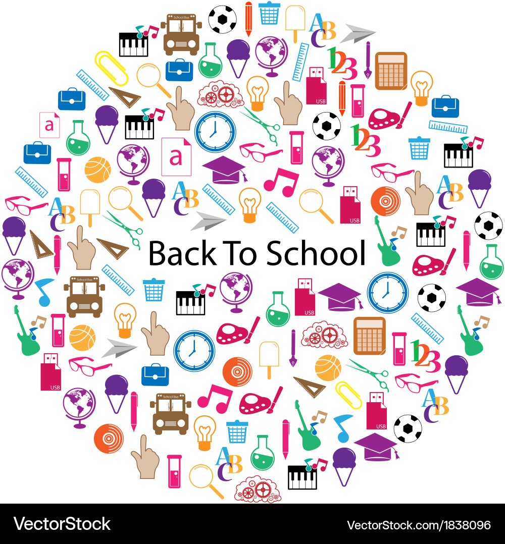 Back to School Kids Circle Background Royalty Free Vector