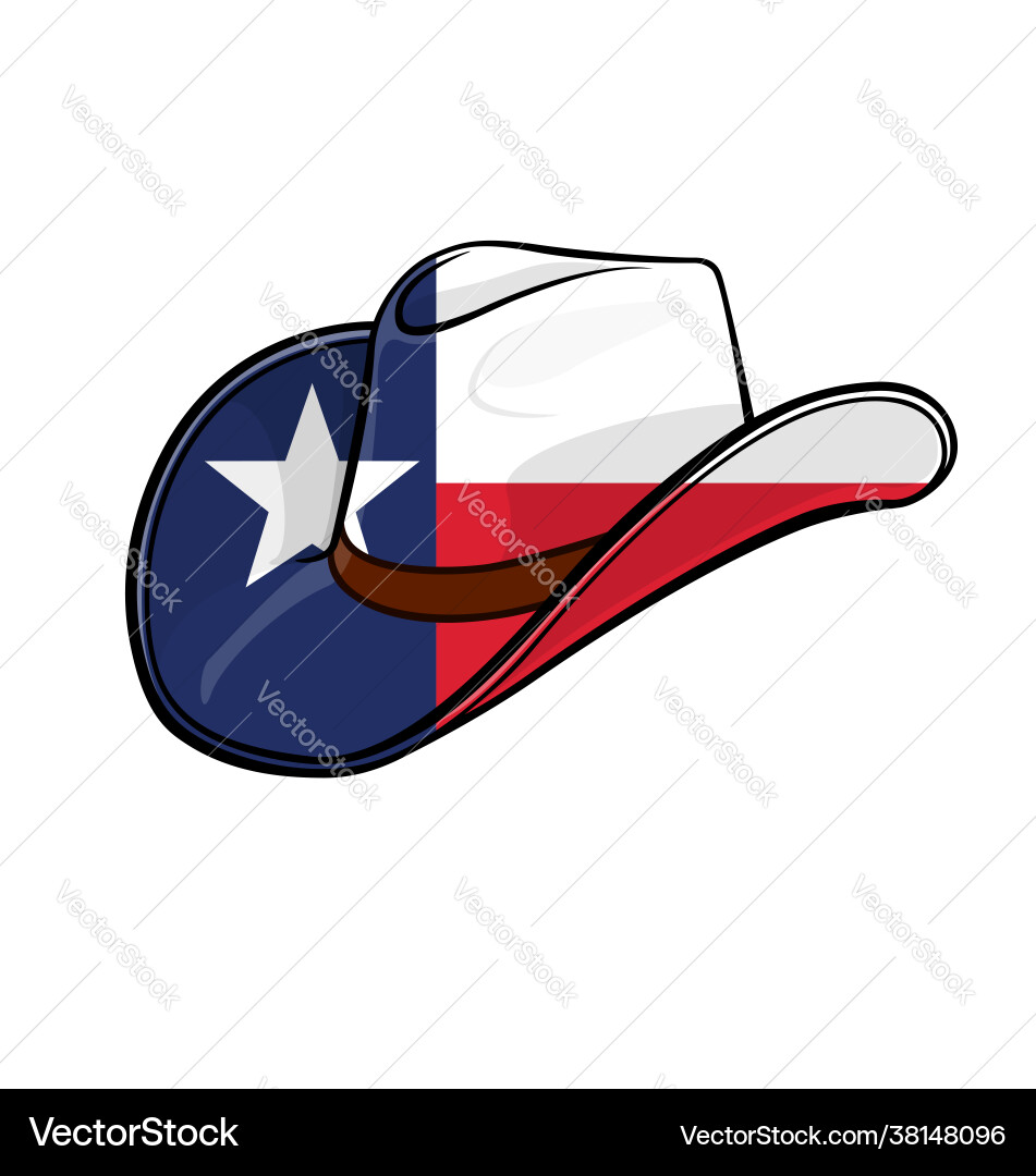 Cowboy stetson hat with texas flag Royalty Free Vector Image