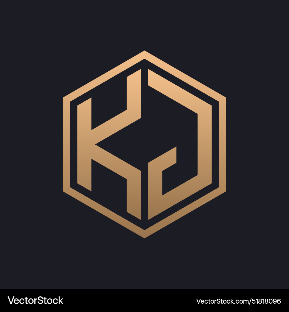 Elegant hexagon letter kj logo design initial Vector Image