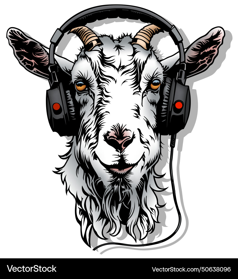Goat with headphones on his head Royalty Free Vector Image