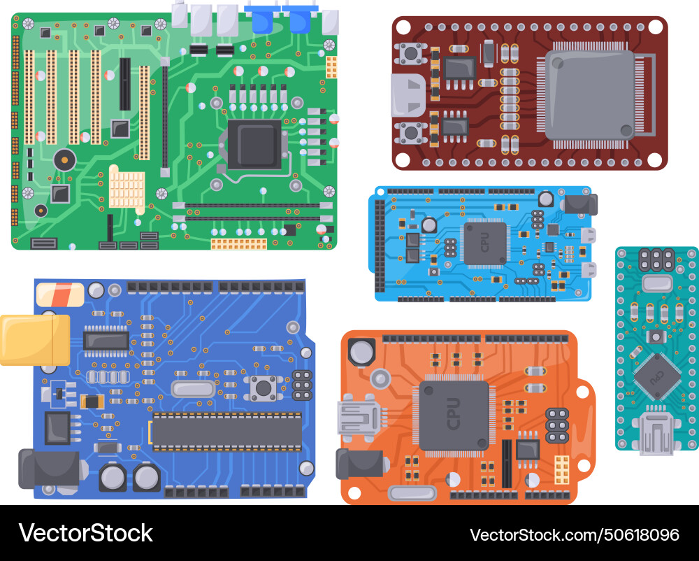 Microcontrollers Pcb Electrical Boards Royalty Free Vector