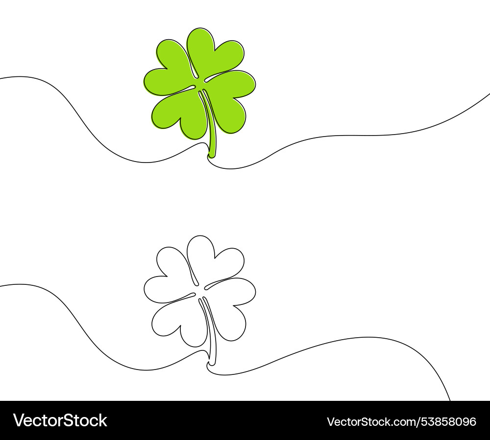 Minimalist four-leaf clover line art Royalty Free Vector