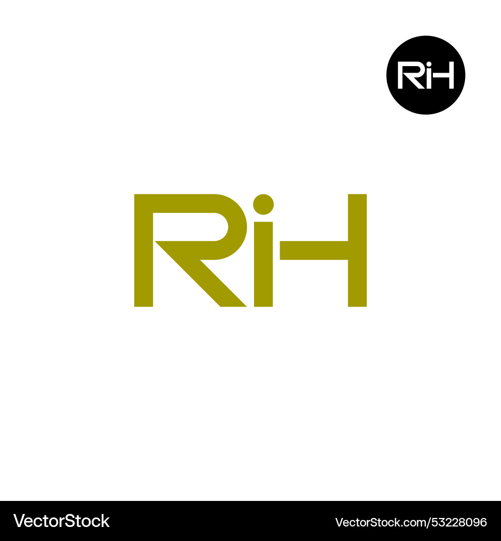 Rih logo letter monogram design Royalty Free Vector Image