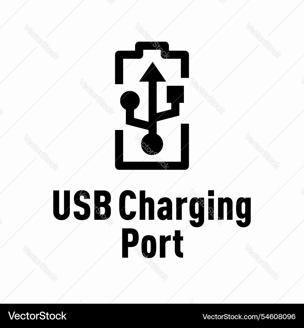 Usb charging port information sign Royalty Free Vector Image