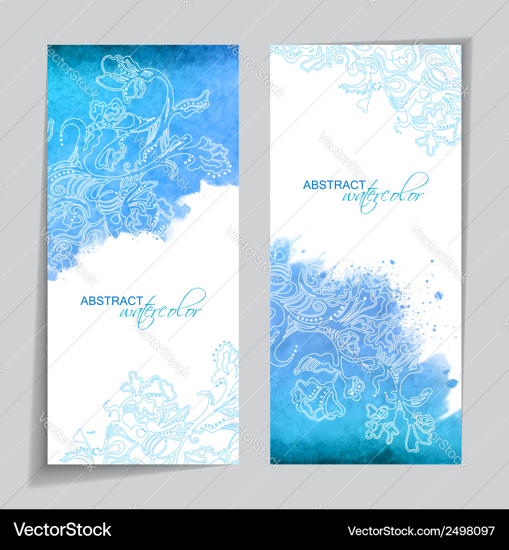 Abstract watercolor blue banners Royalty Free Vector Image