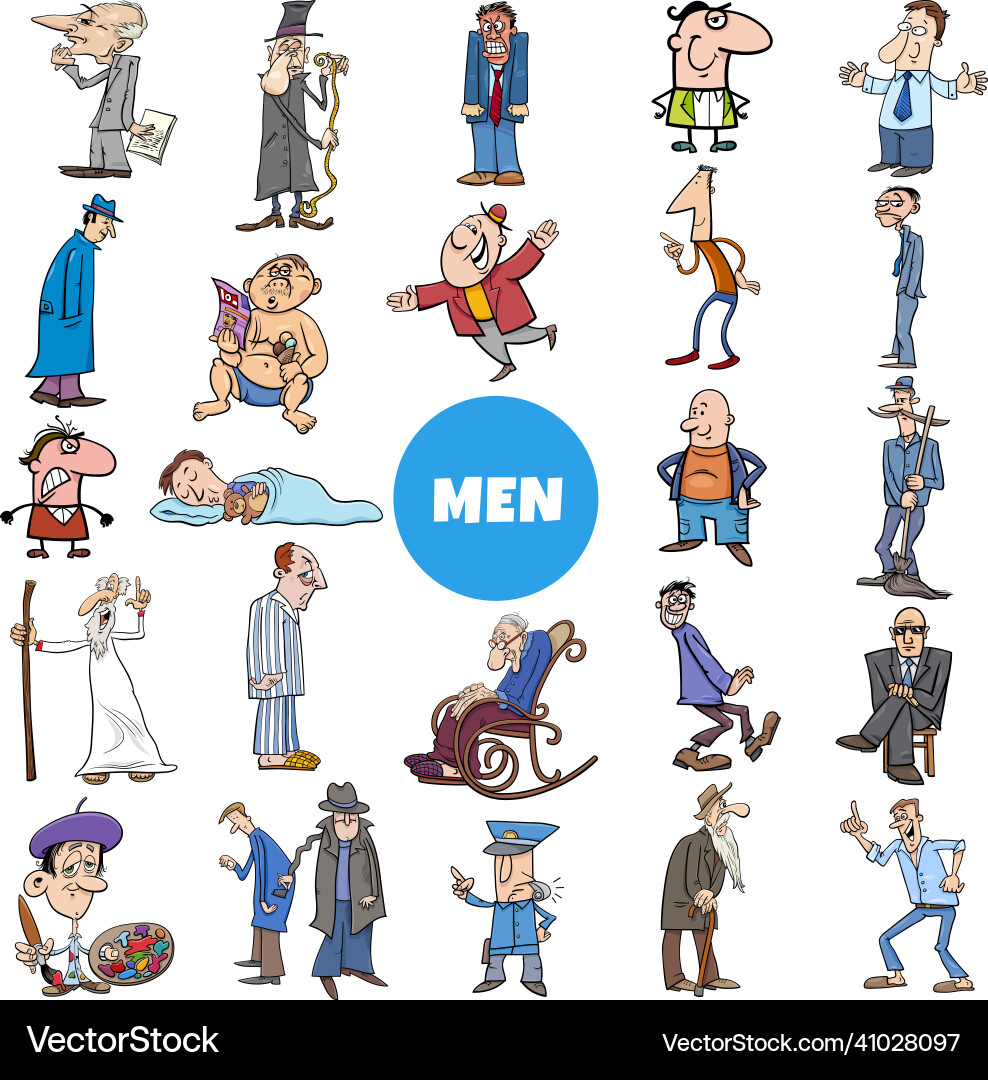 Cartoon men comic characters big collection Vector Image