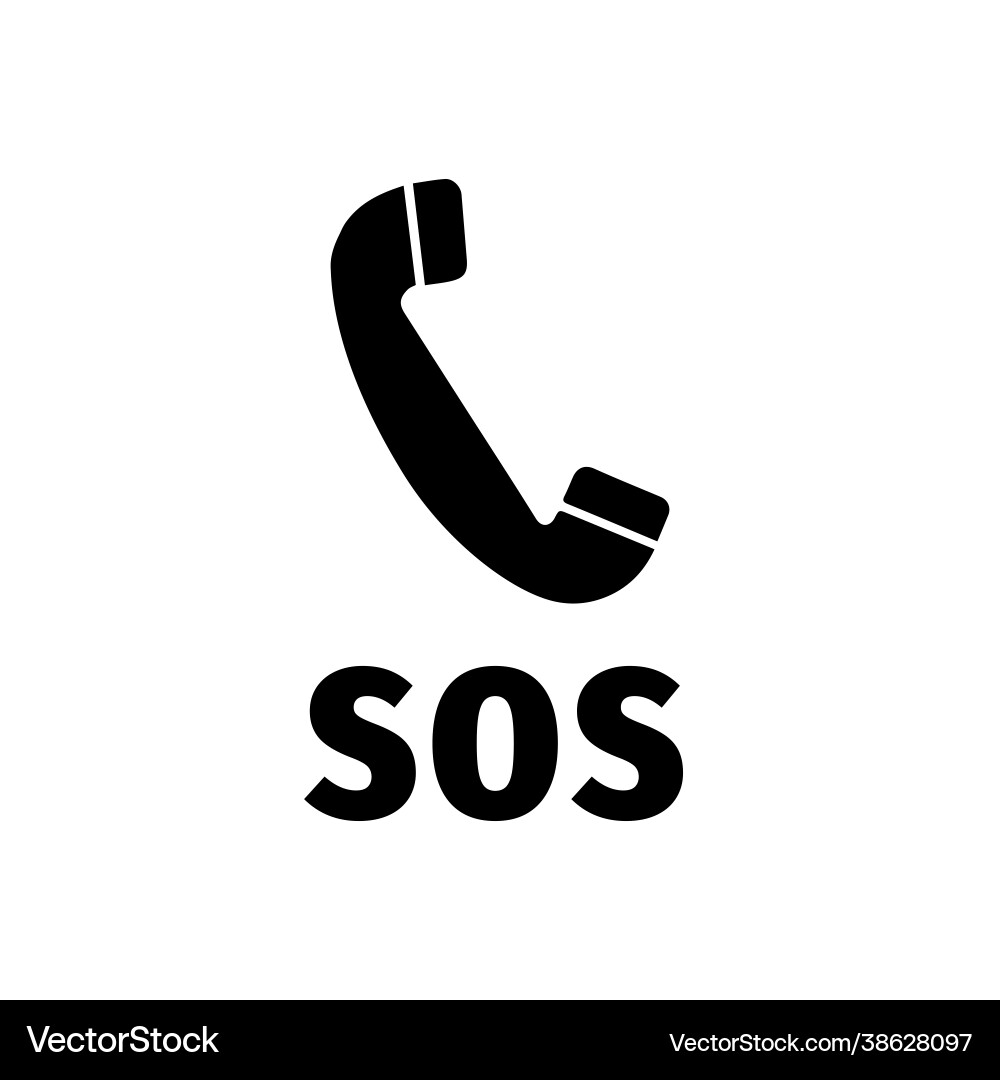 Helpline sos symbol with handset silhouette Vector Image