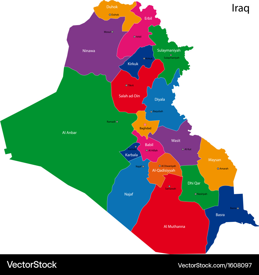 Iraq map Royalty Free Vector Image - VectorStock
