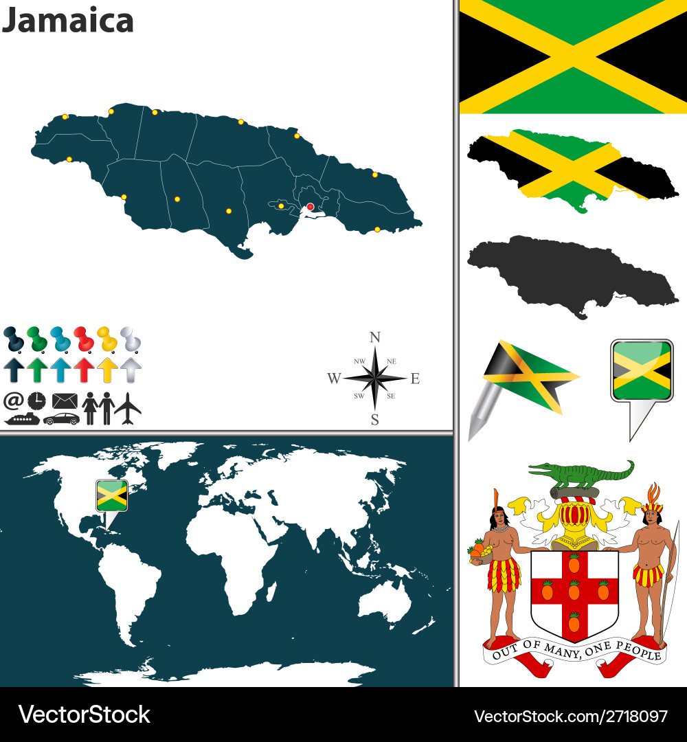 Jamaica map Royalty Free Vector Image - VectorStock