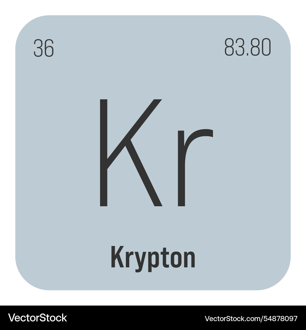 Krypton kr periodic table element Royalty Free Vector Image
