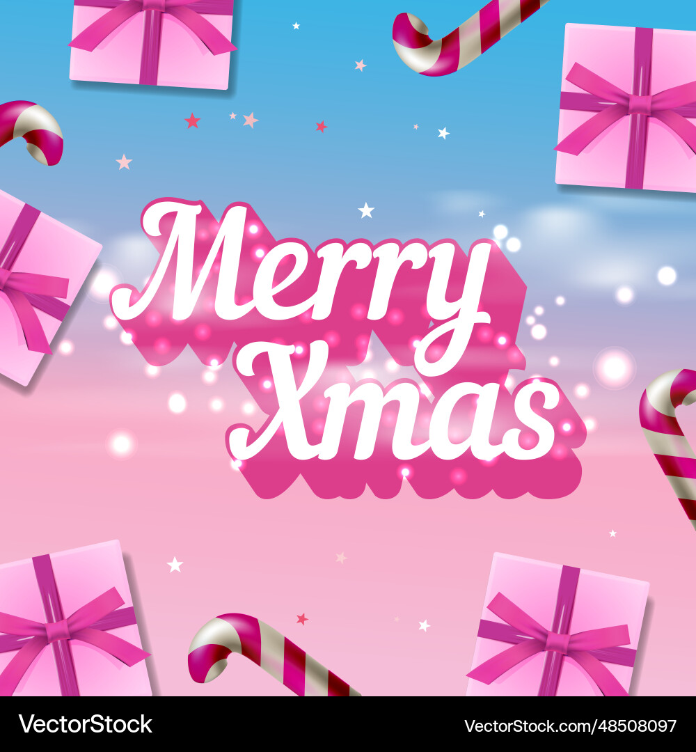 Pink Christmas Poster with Gifts Royalty Free Vector Image