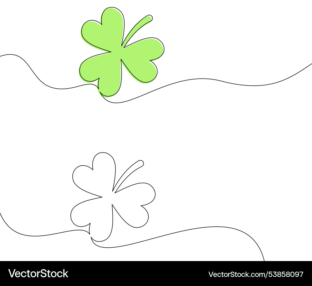Simple clover line art with green accent Vector Image
