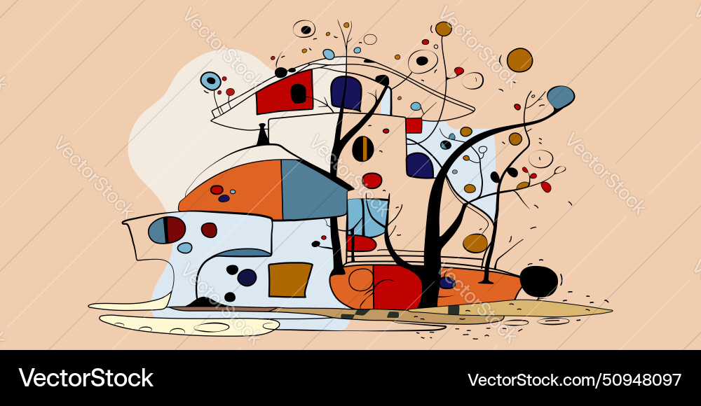 Surreal art in joan miro style Royalty Free Vector Image