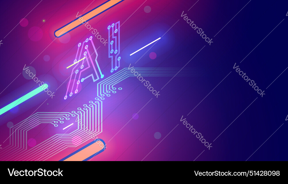 Ai letters consist at pcb conductor in isometric Vector Image