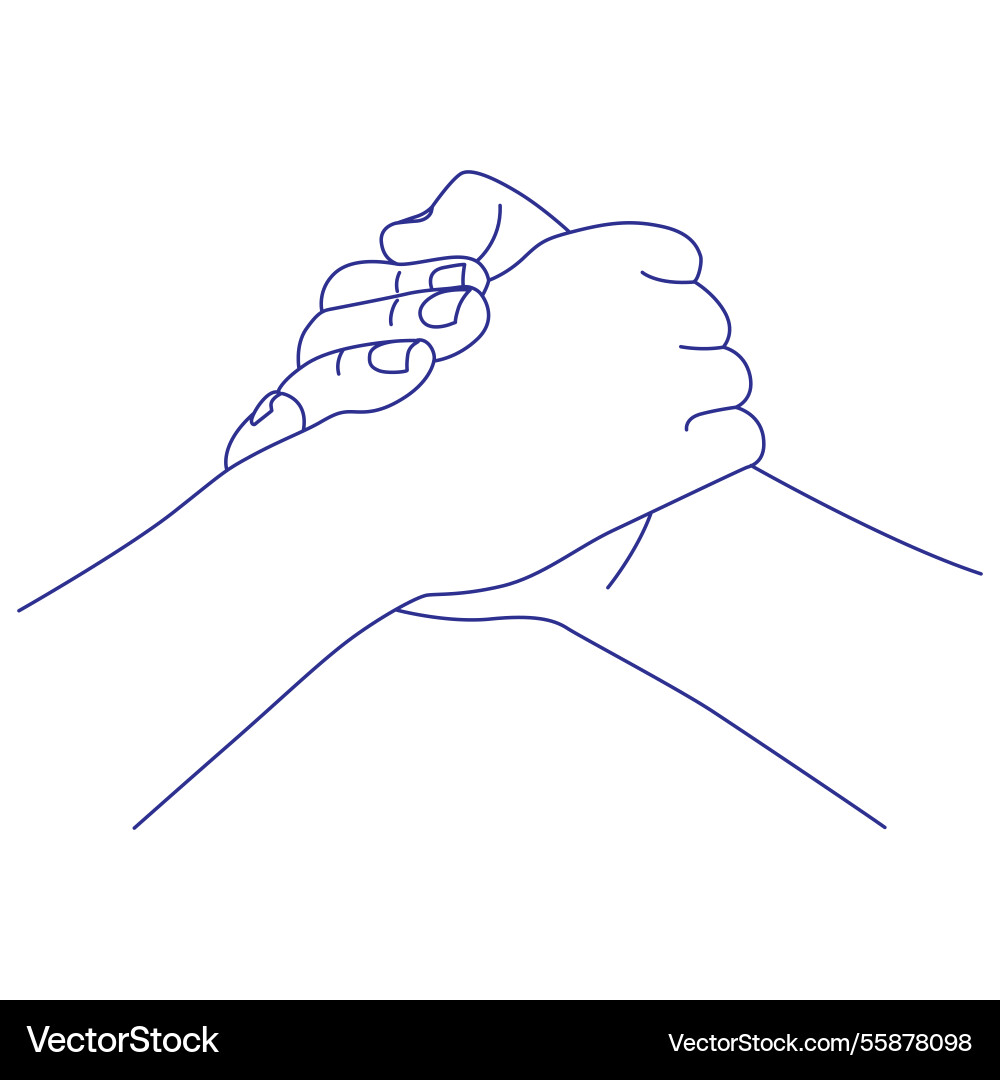 Arm wrestling hand gesture contour index middle Vector Image