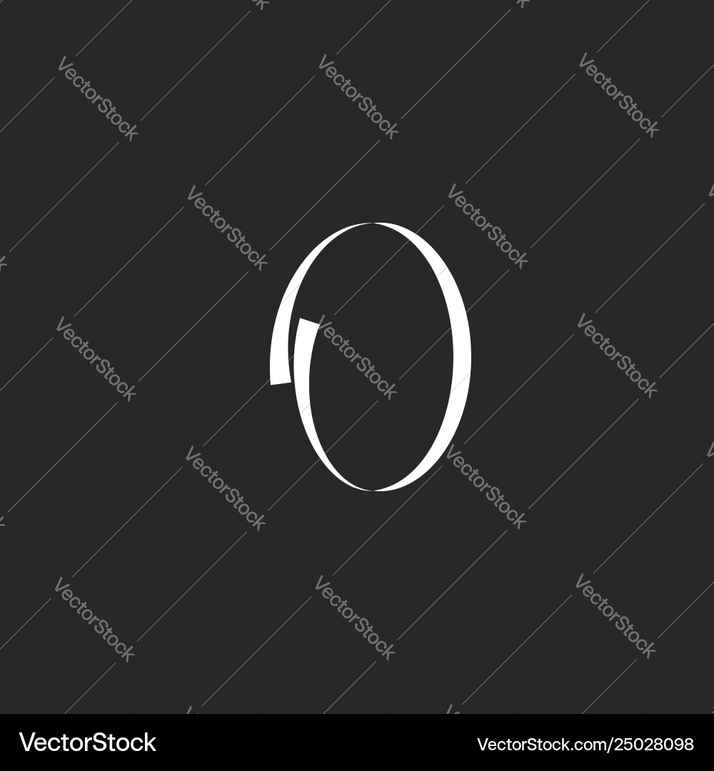 Calligraphy monogram script letter o logo white Vector Image