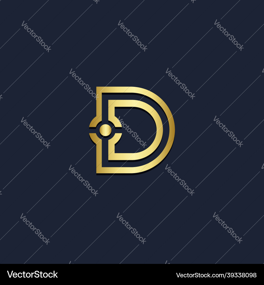 D initial gold logo Royalty Free Vector Image - VectorStock