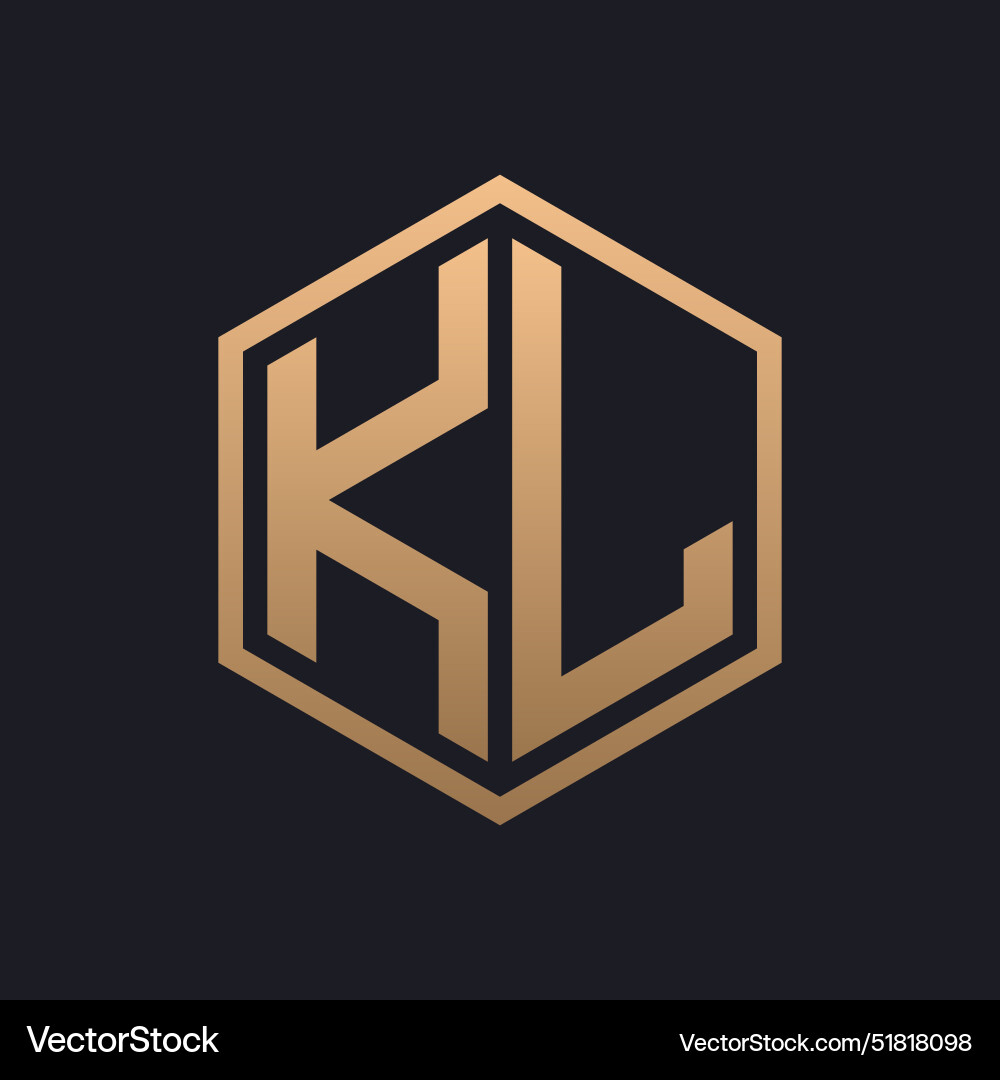 Elegant hexagon letter kl logo design initial Vector Image