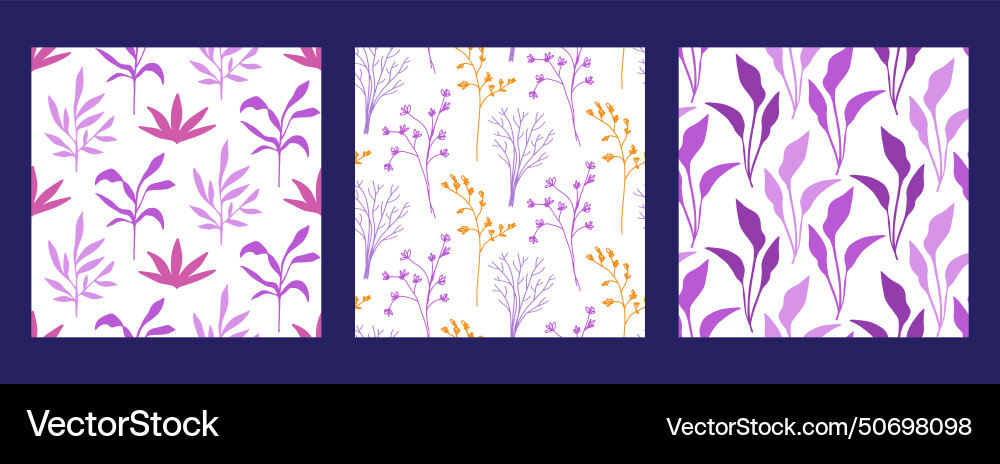 Floral foliage seamless pattern botany collection Vector Image