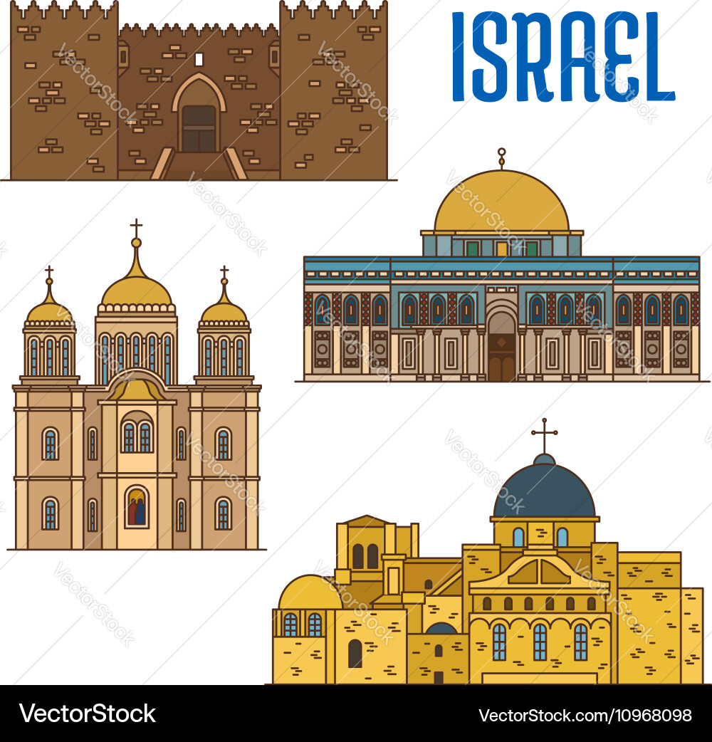 Israel architecture and famous buildings Vector Image