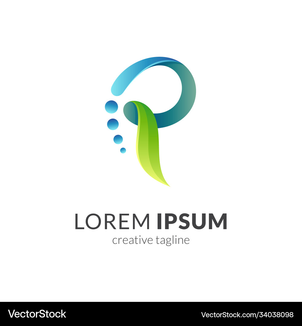 Letter p leaf logo Royalty Free Vector Image - VectorStock