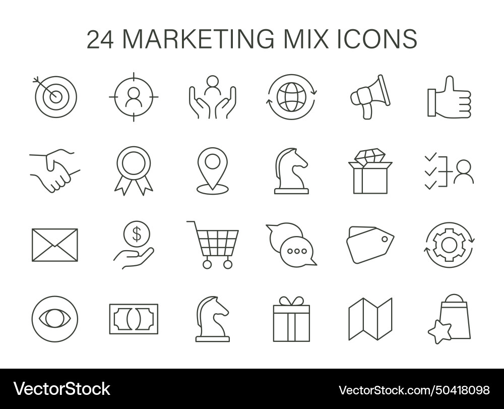 Marketing mix icon set symbols represent Vector Image