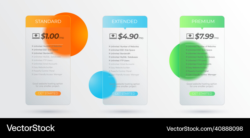 Modern subscription plan table template web Vector Image