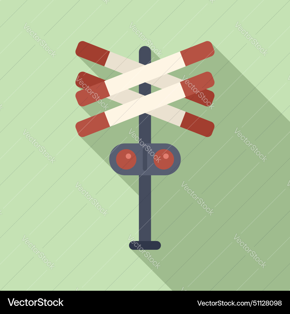 Railway crossing sign icon flat attention Vector Image
