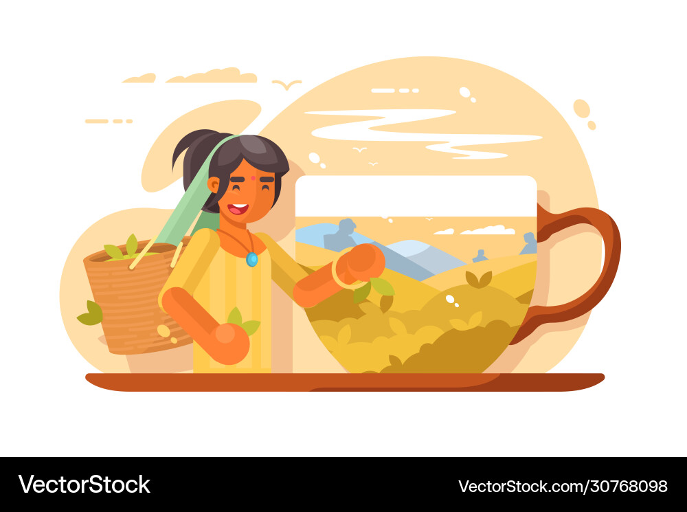 Tea growing and production Royalty Free Vector Image