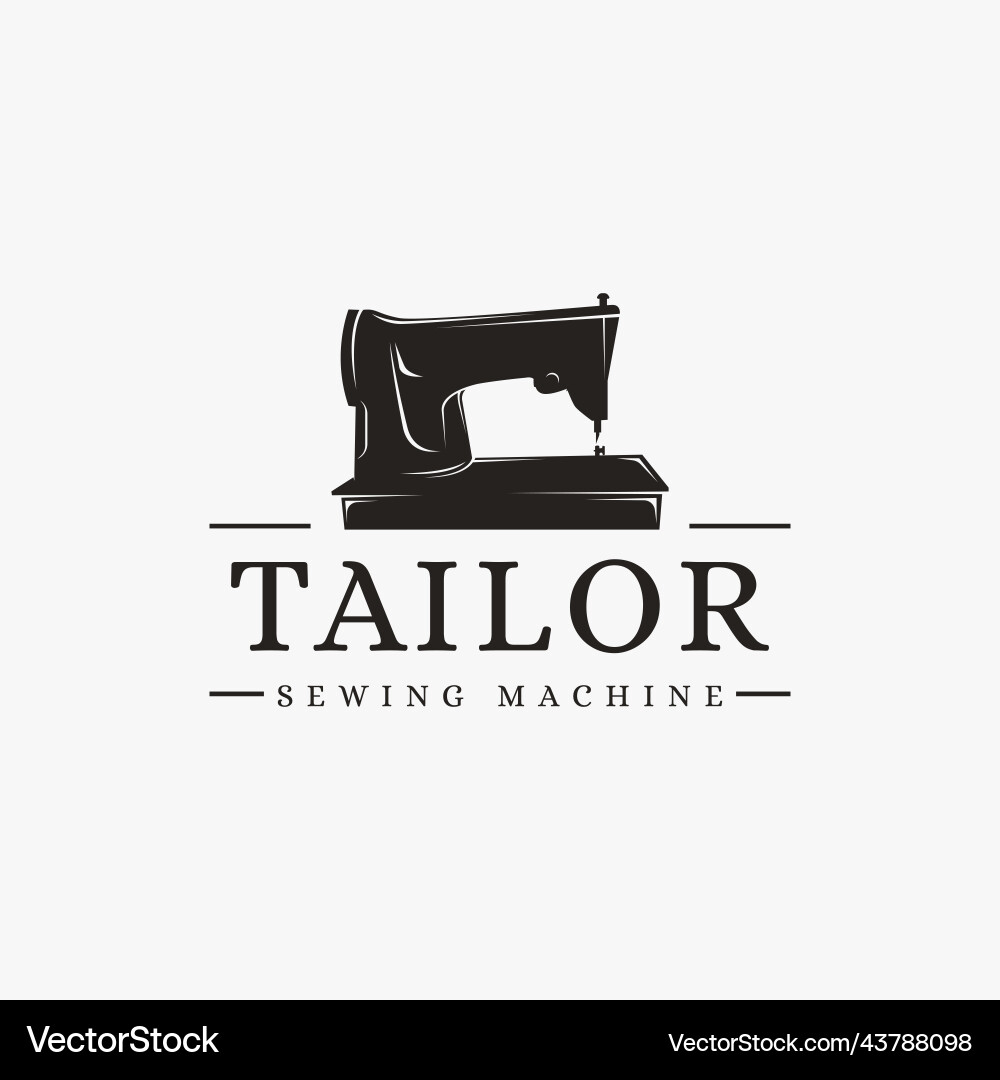 Vintage tailor sewing machine logo Royalty Free Vector Image