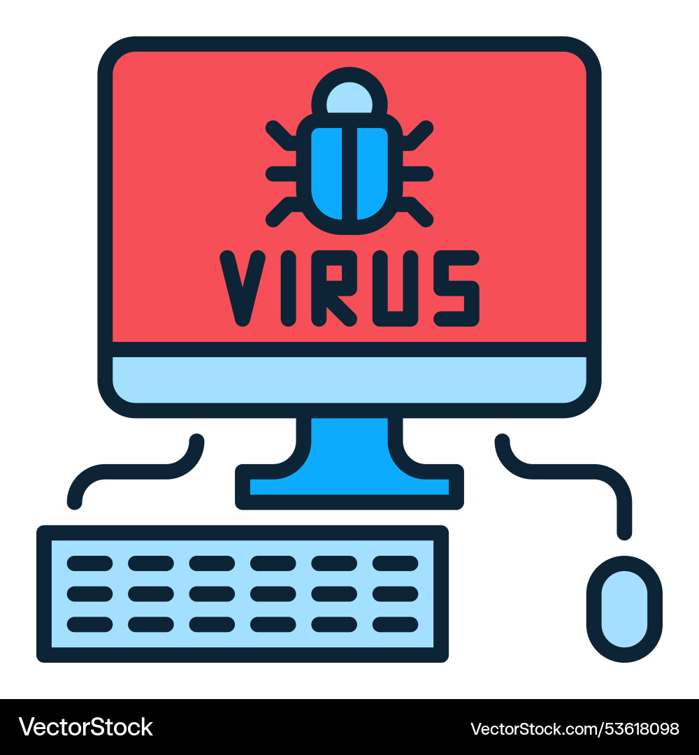 Virus on desktop computer colored icon or symbol Vector Image