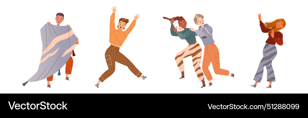 Afraid people character scared and terrified dodge