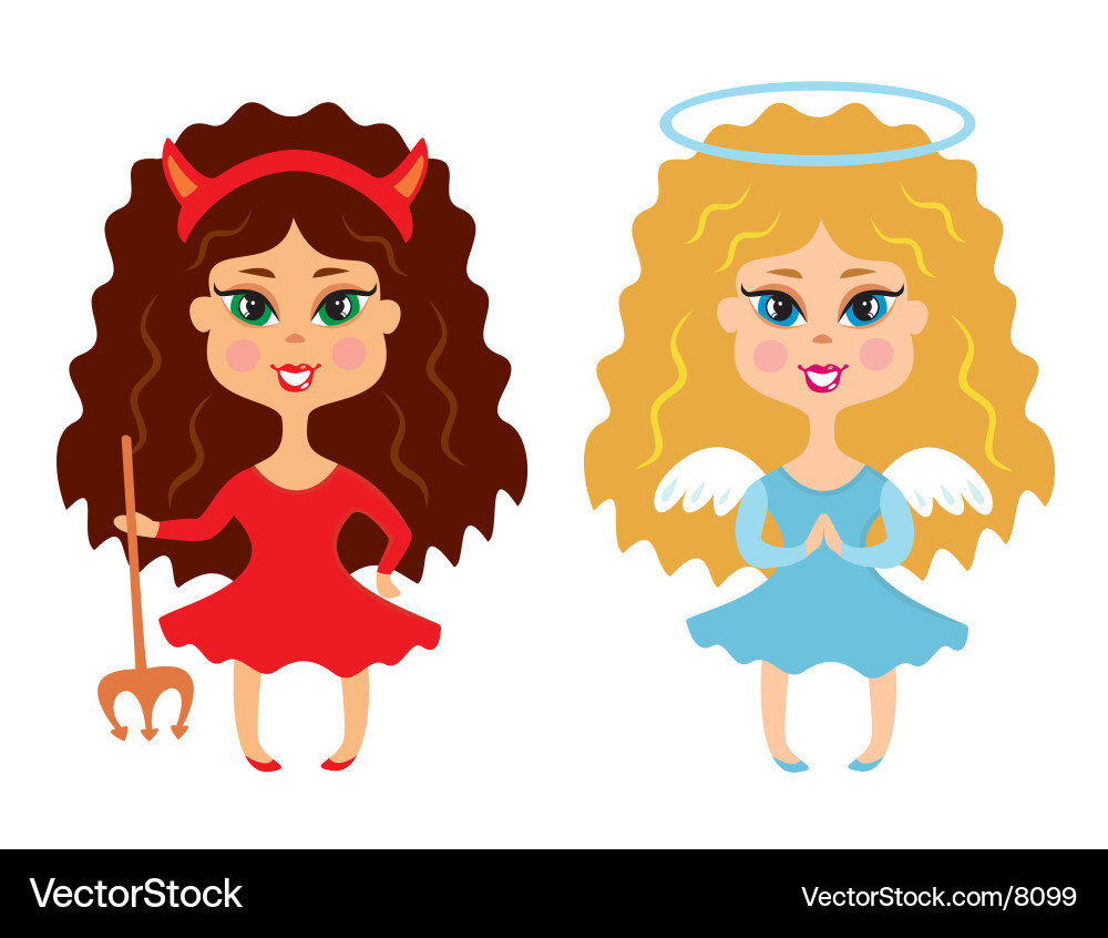 Angel and Devil Cartoon Characters Royalty Free Vector Image