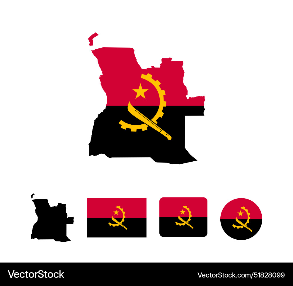 Angola flag set of flags collection Royalty Free Vector