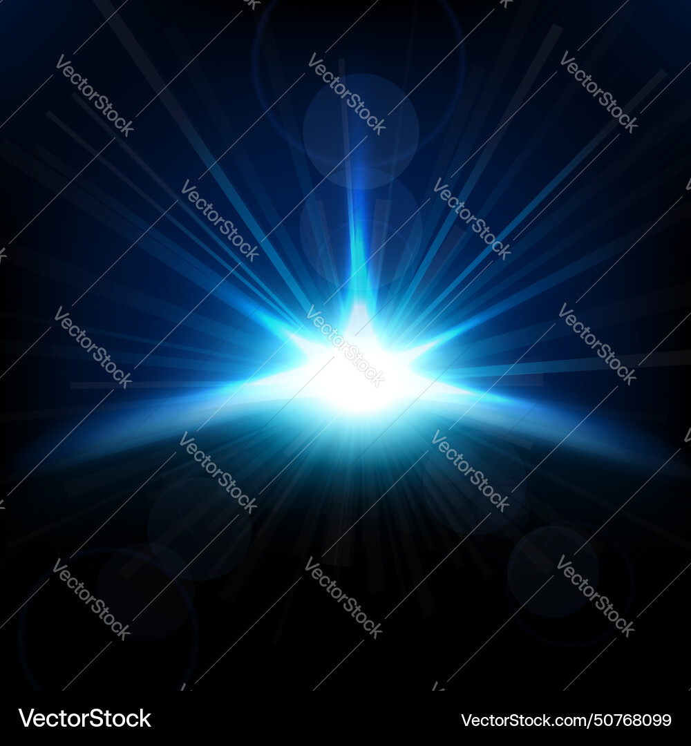 Blue rays rising from horizon Royalty Free Vector Image