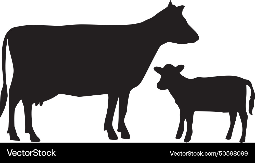 Cow and calf Royalty Free Vector Image - VectorStock
