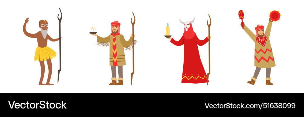 Different man fortune teller and shaman character Vector Image
