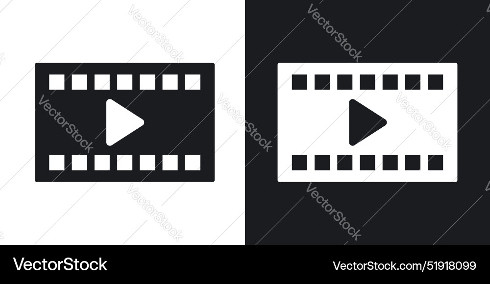 Film icon set in solid black and white color Vector Image