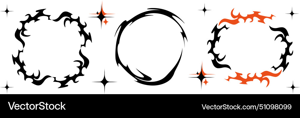 Gothic tribal frame set acid round fantasy border Vector Image