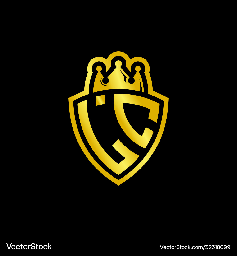 Lc monogram logo with shield and crown style Vector Image