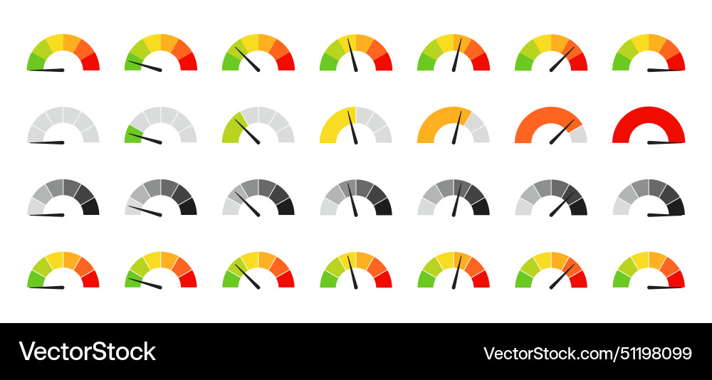 Meter level speedometer gauge template Royalty Free Vector