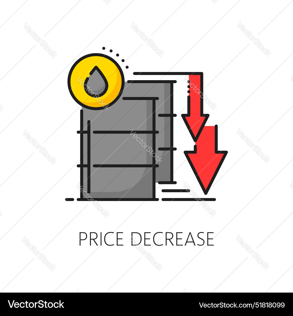 Oil price decrease graph line icon energy crisis Vector Image