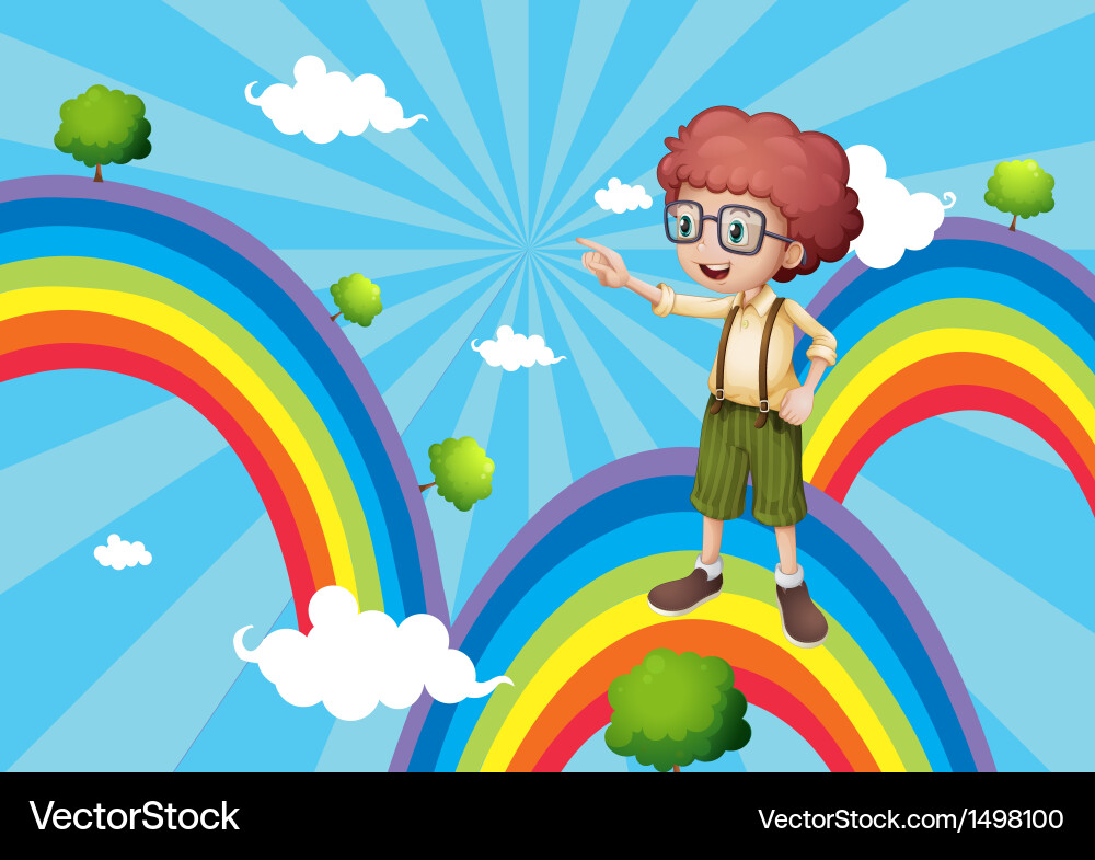 A boy pointing tree Royalty Free Vector Image - VectorStock